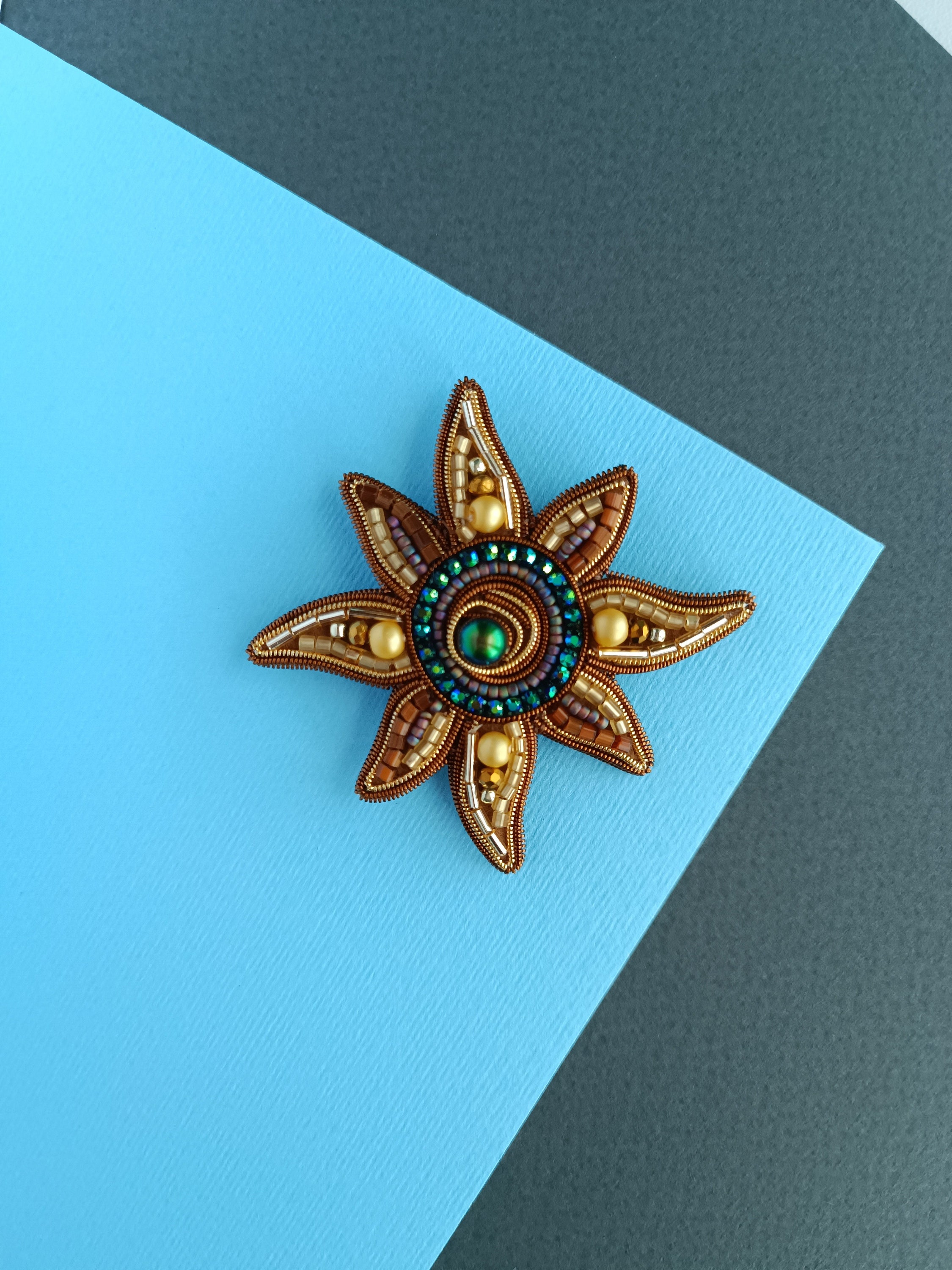Embroidered Sun Brooch Beaded Solar Pin Made in Ukraine Unique Jewelry ...