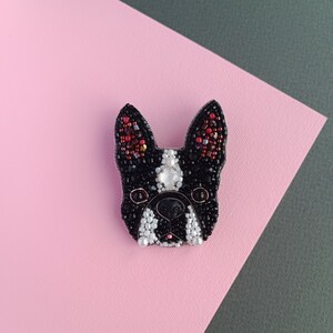 Embroidered French Bulldog Pin Beaded Dog Brooch Dog Lover - Etsy
