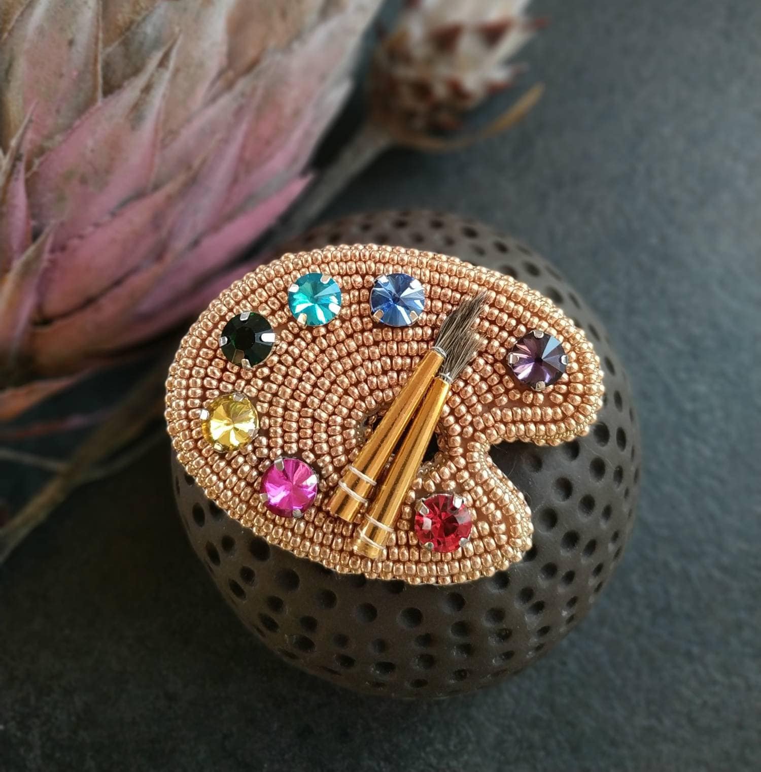 Beaded Brooch for Painter, Colors Palette, Gift for Painter, Unique ...