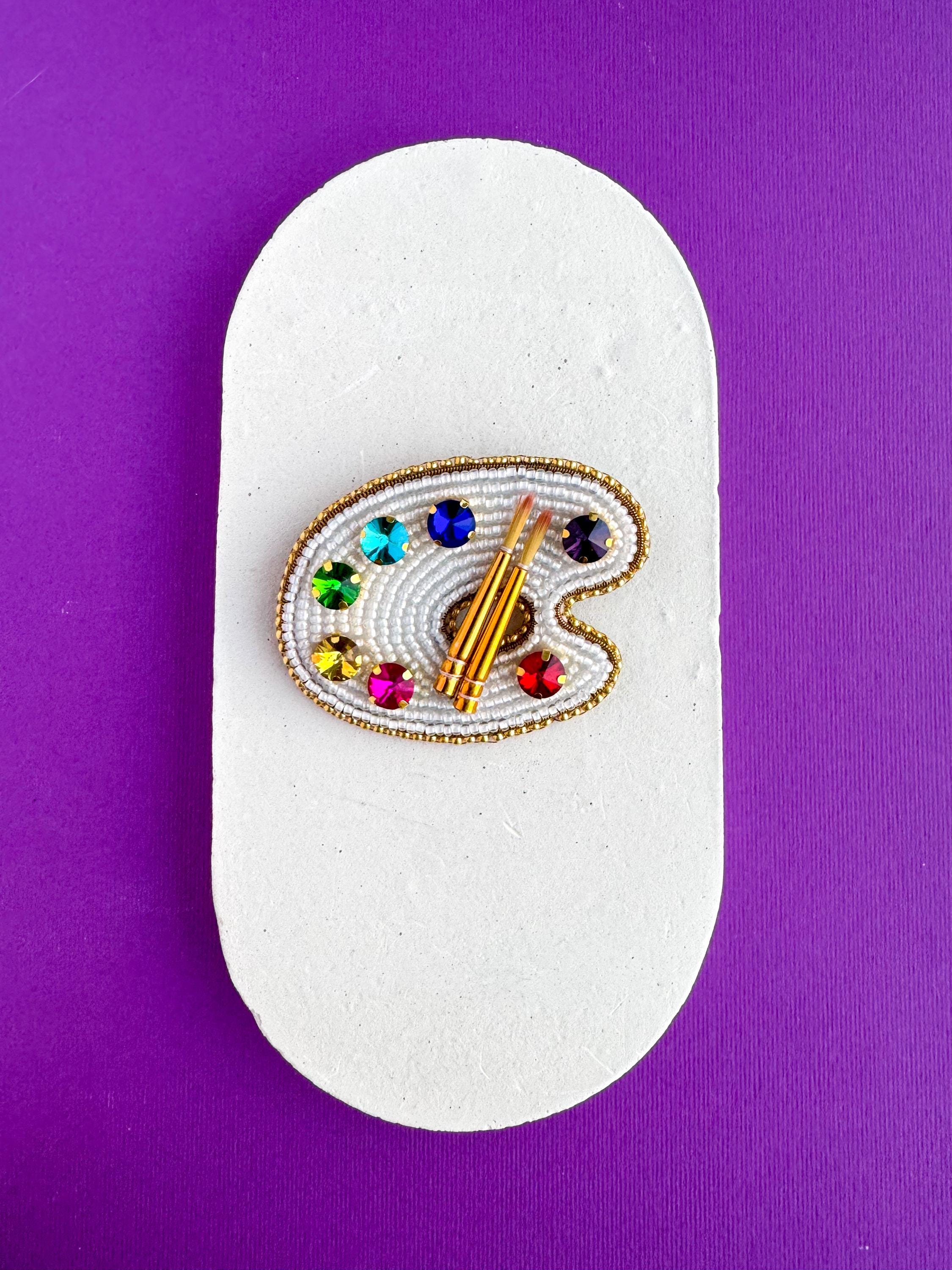 Beaded Brooch for Painter, Colors Palette, Gift for Painter, Unique ...