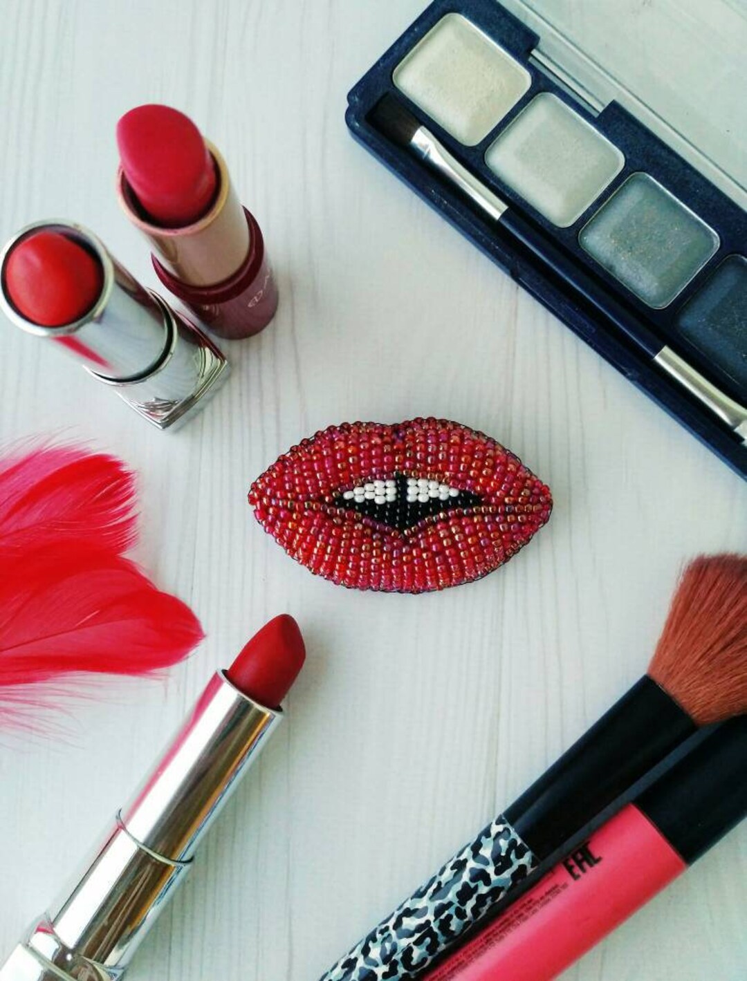 Beaded Lips Brooch Red Lips Pin for Girl Jewelry Beaded - Etsy