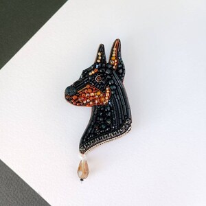 Embroidered Dog Brooch Handmade Beaded Doberman Pin Animal Jewelry Dog ...