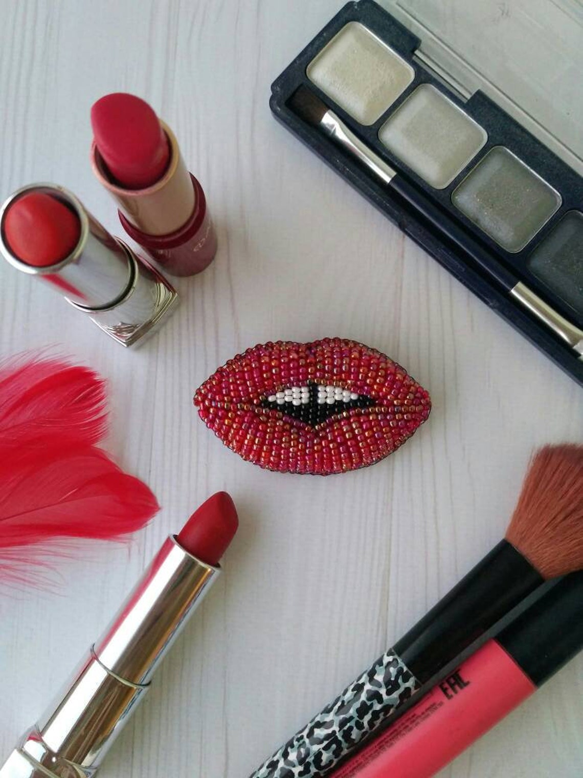 Beaded Lips Brooch Red Lips Pin for Girl Jewelry Beaded - Etsy