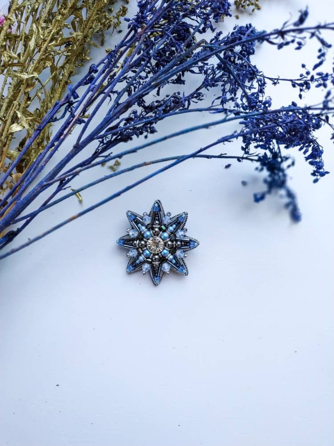 Embroidered Blue Star Pin Beaded Medal Brooch Order Pin Star | Etsy