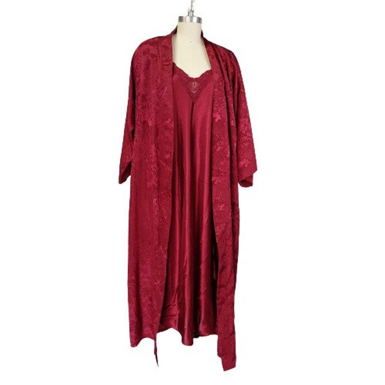 Vintage 90s Peignoir Lingerie Set Nightgown Robe Inner Most Red Size M ...