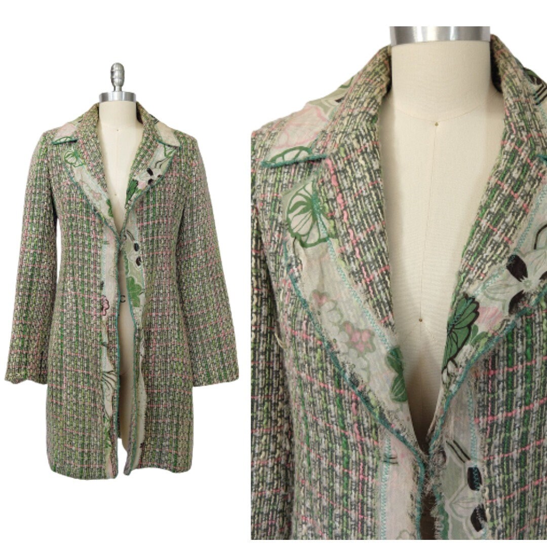 Vintage 90s Y2K Tweed Boucle Jacket Size 4 True Meaning Floral - Etsy