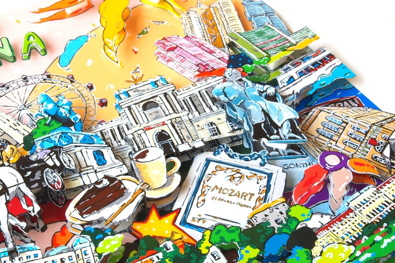 Vienna Austria 3d Pop Art Framed Cityscape Wall Art Fine Art - Etsy