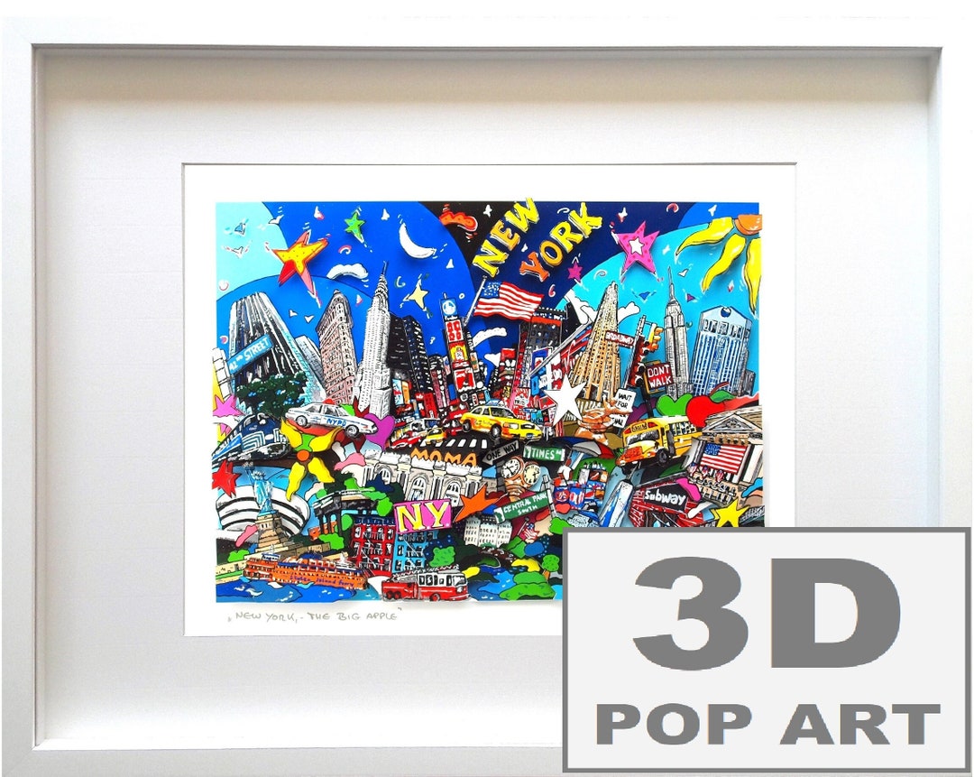 New York City 3D Pop Art Artwork Gifts Framed Colourful Cityscapes Wall ...
