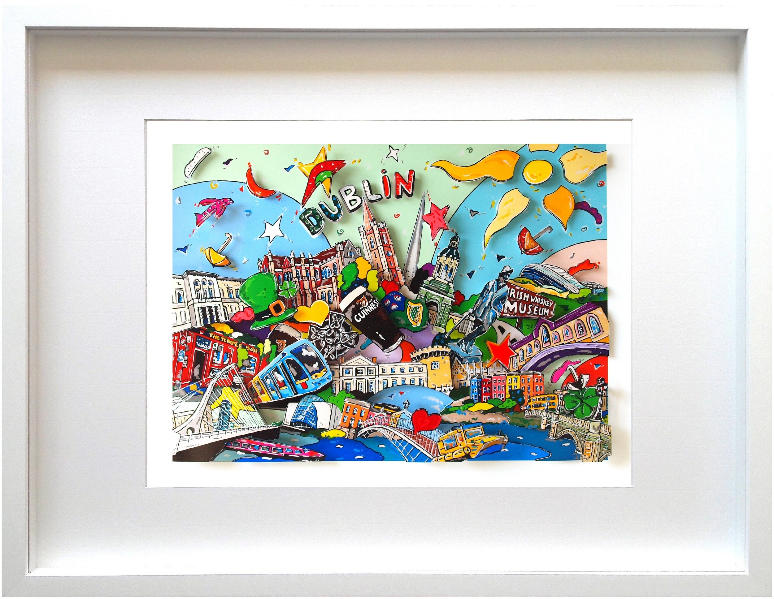 Dublin Ireland 3d Pop Art Framed Wall Art Cityscape Fine Art Skyline ...