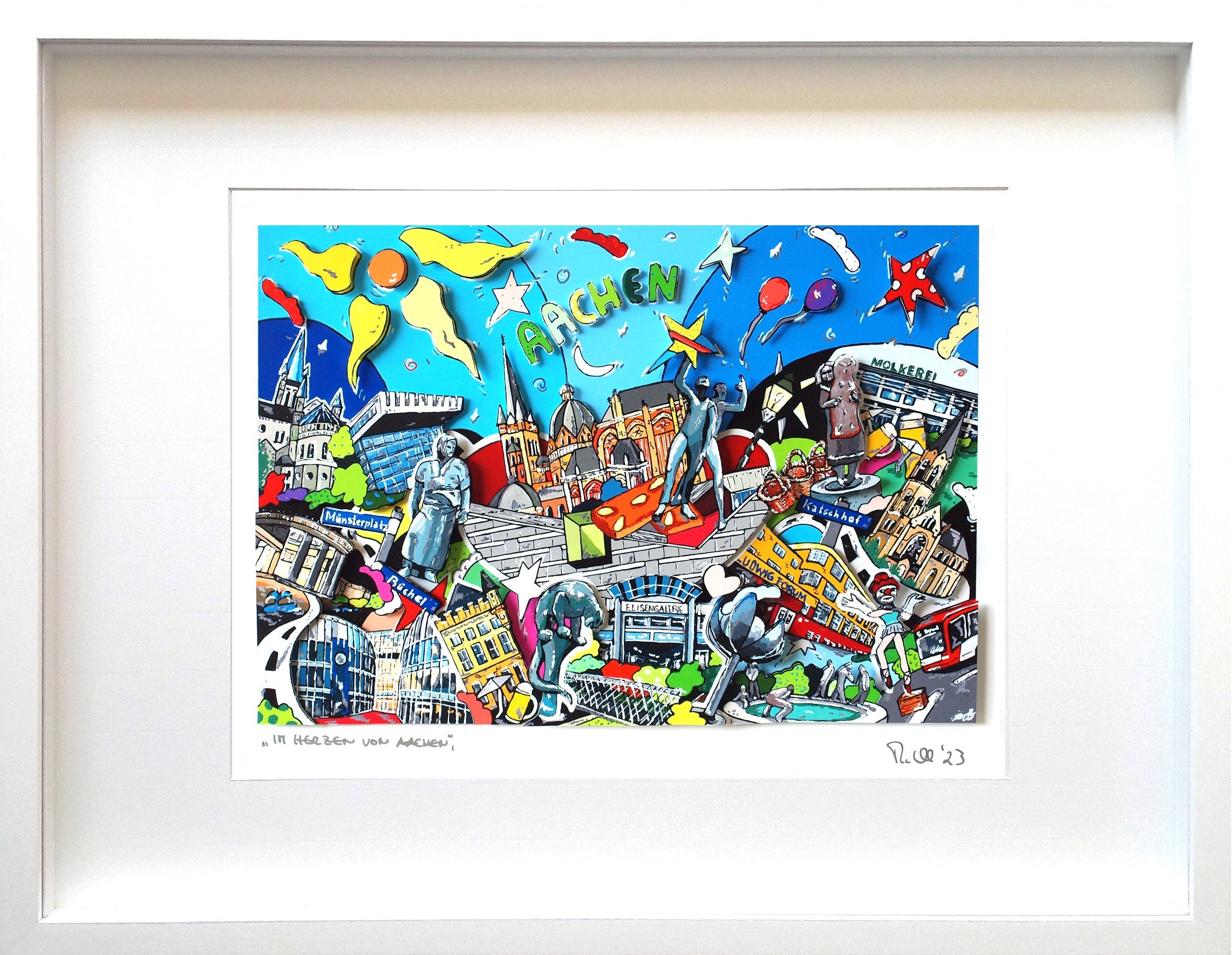 Aachen 3D pop art bild Aachener Dom skyline personalisierbar fine art ...