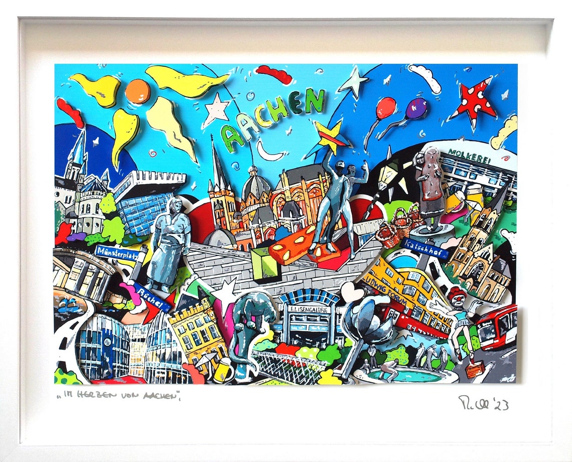 Aachen 3D pop art bild Aachener Dom skyline personalisierbar fine art ...