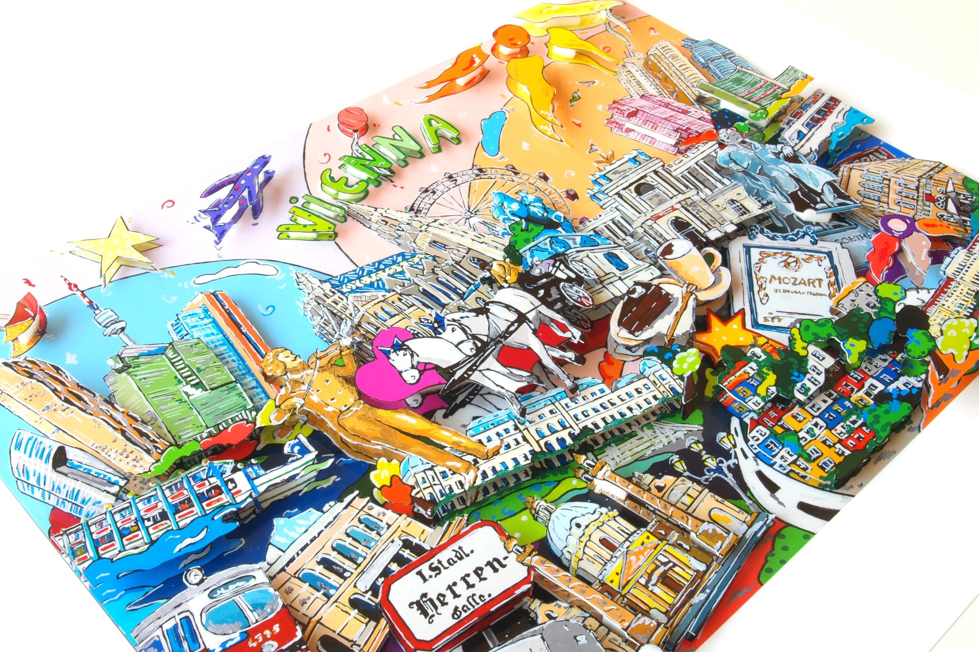 Vienna austria 3d pop art framed cityscape wall art fine art | Etsy