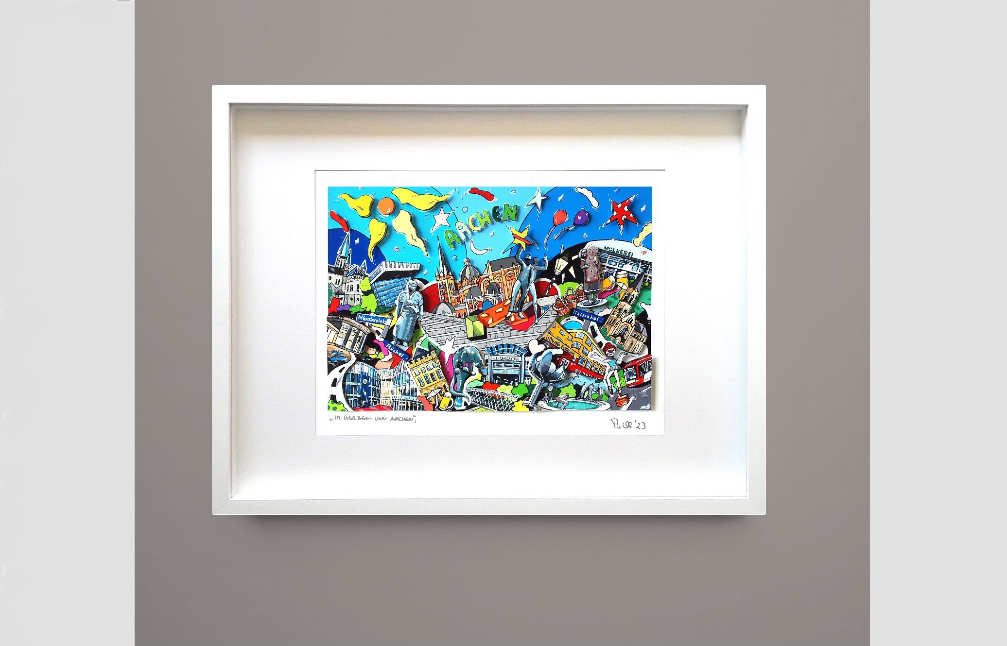 Aachen 3D pop art bild Aachener Dom skyline personalisierbar fine art ...