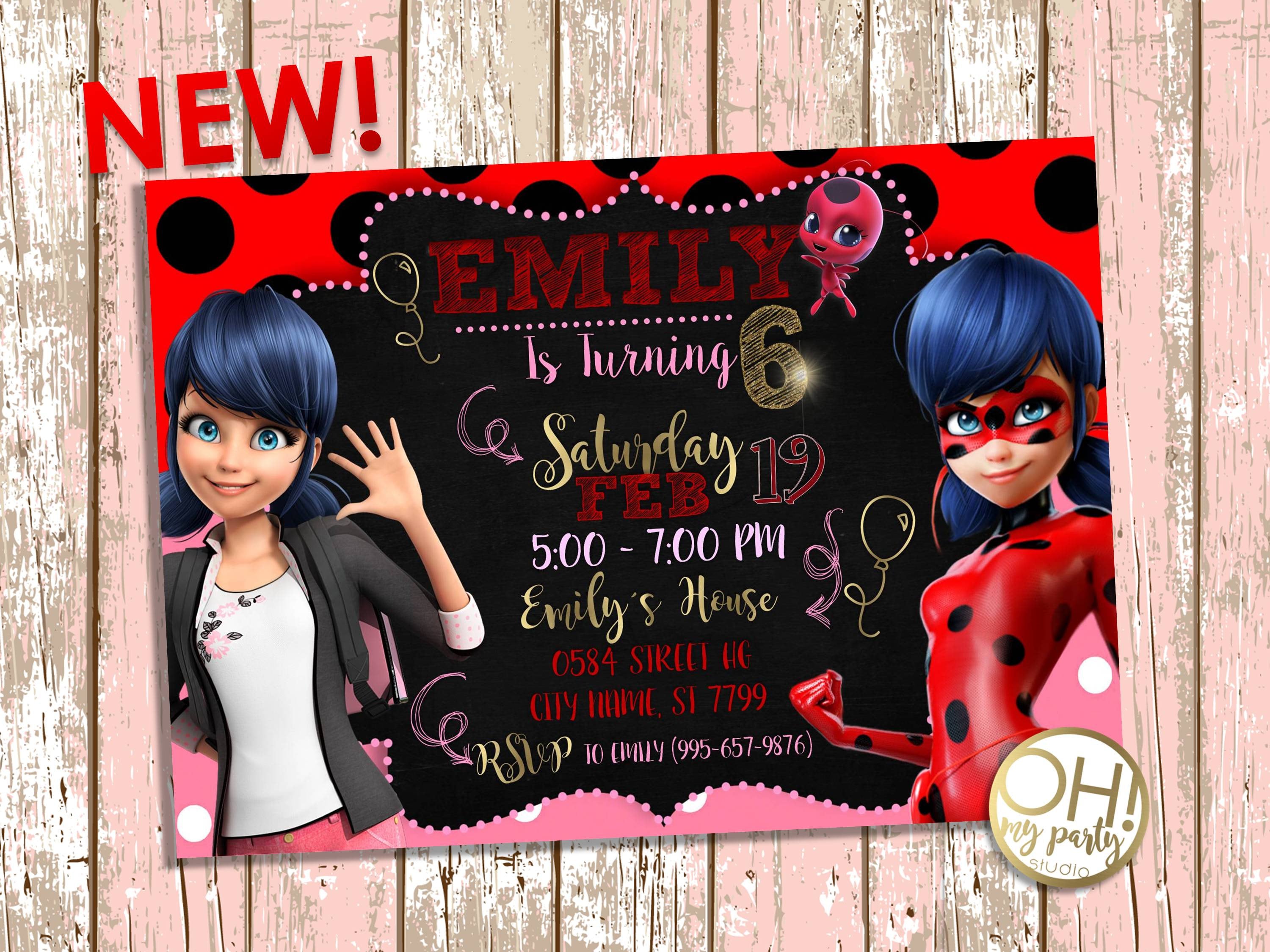 Miraculous Ladybug Invitation miraculous ladybug miraculous | Etsy