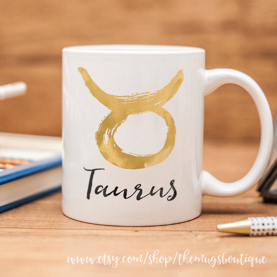 Taurus Mug With Brush Painted Zodiac Sign - Etsy