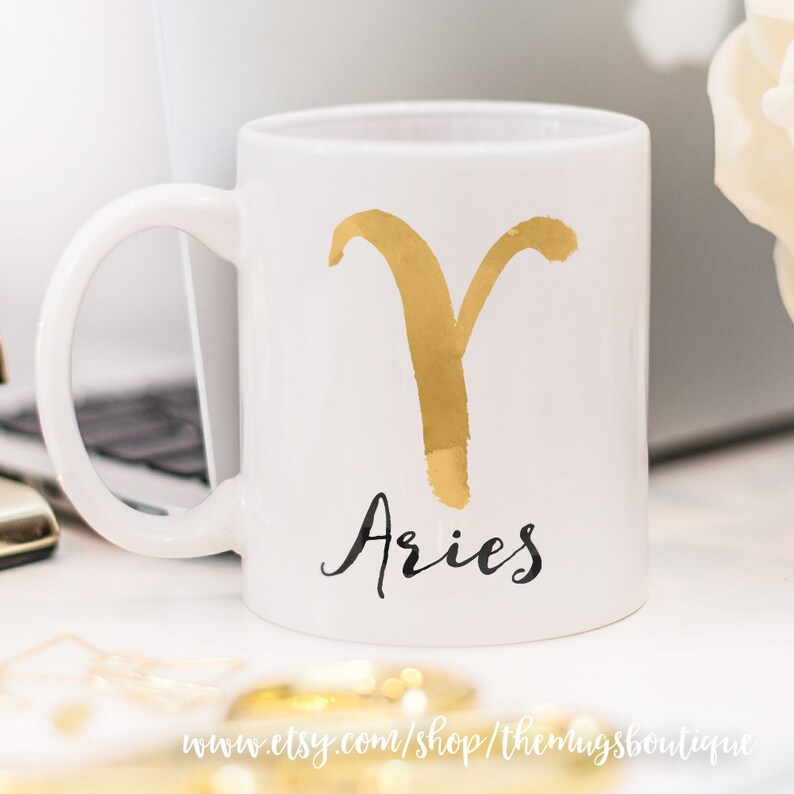 Aries Mug With Brush Painted Zodiac Sign - Etsy