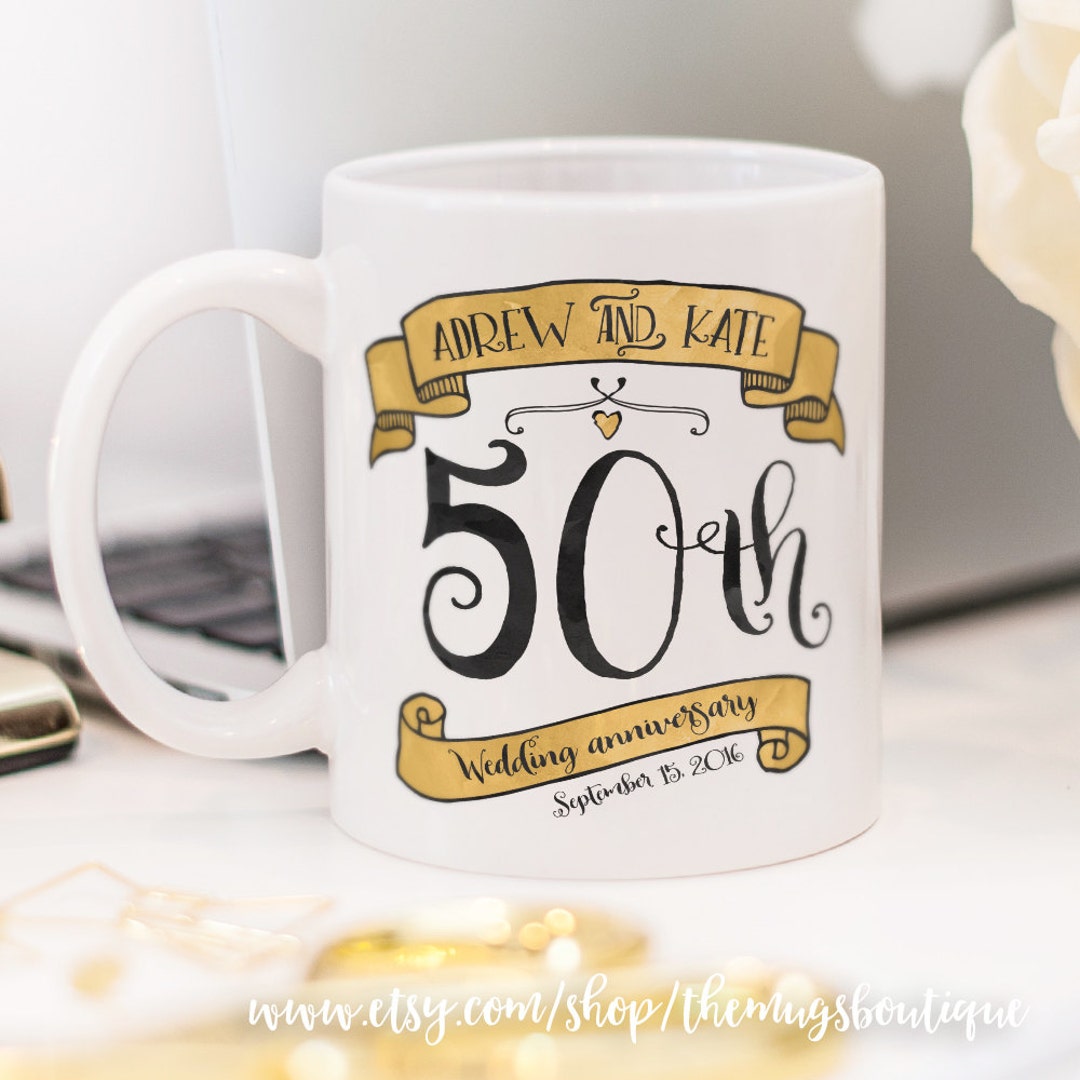 50th Wedding Anniversary Mug, Customised Wedding Gift - Etsy