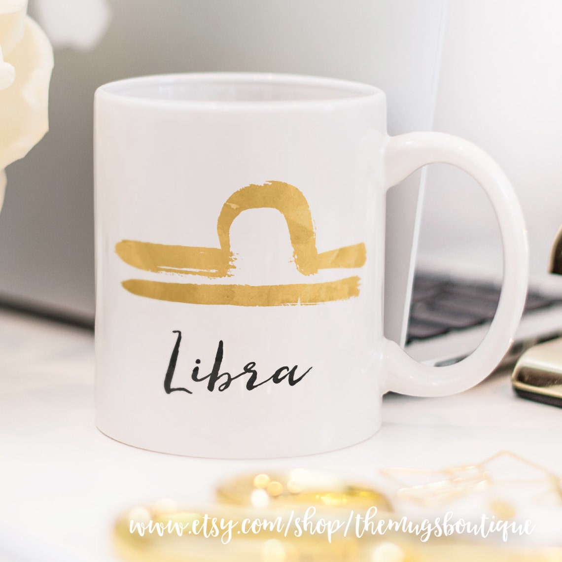 Libra Mug With Brush Painted Zodiac Sign - Etsy