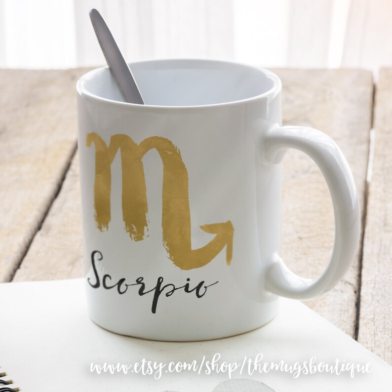 Scorpio Mug With Brush Painted Zodiac Sign - Etsy