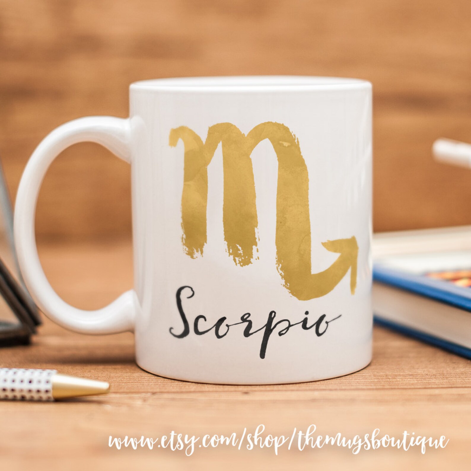 Scorpio Mug With Brush Painted Zodiac Sign - Etsy