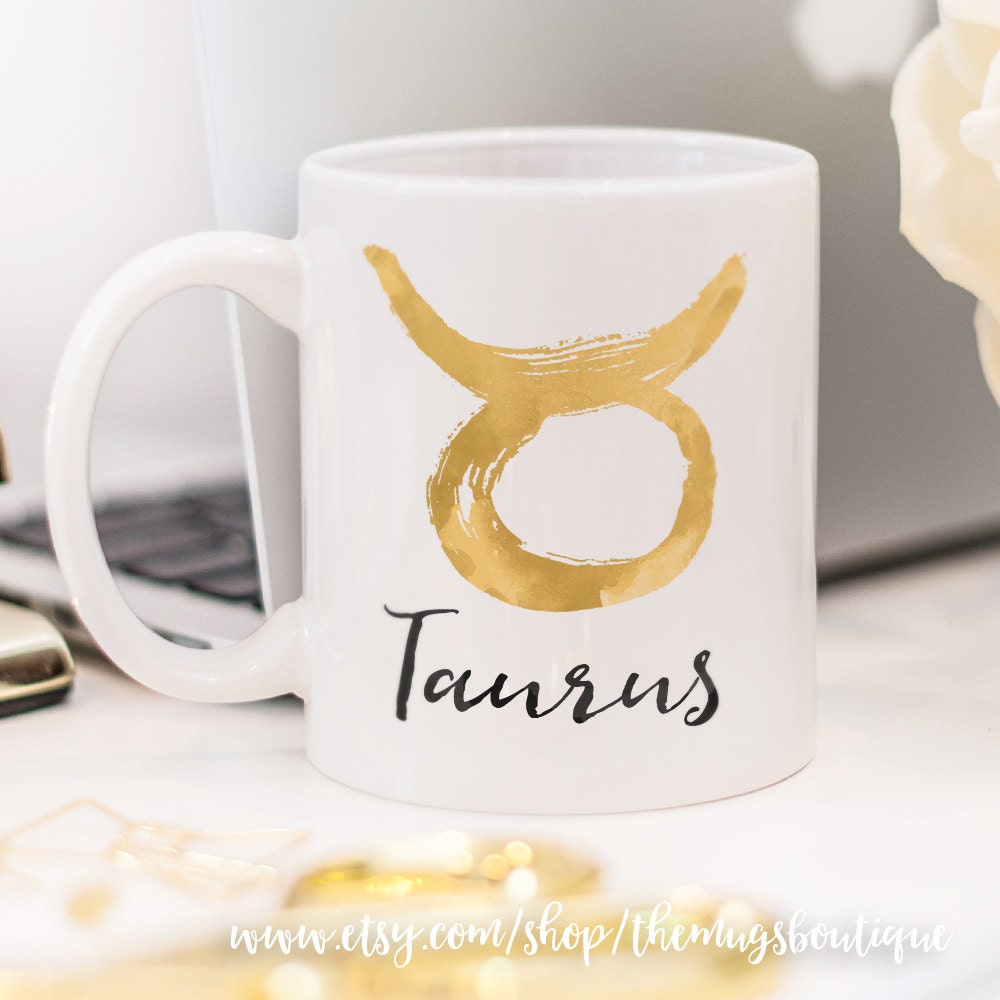 Taurus Mug With Brush Painted Zodiac Sign | Etsy