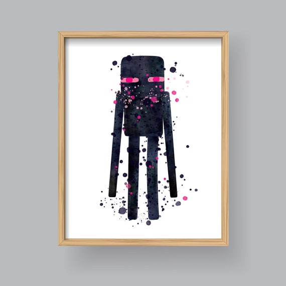 Printable Minecraft Enderman Enderman Watercolor Art Print 8x10