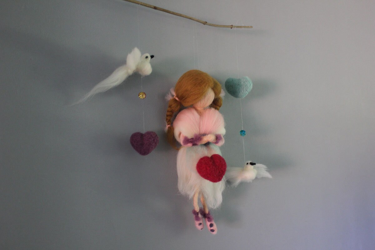 Felted fairy/wool fairy/fairy with birds/fairy of | Etsy