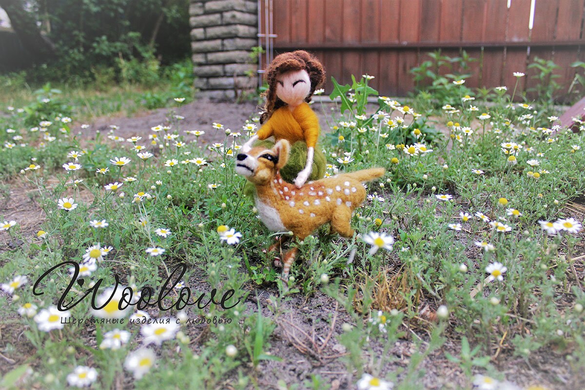 Fairy With a Fawn/needle Felted Fawn/felted Doll/waldorf | Etsy