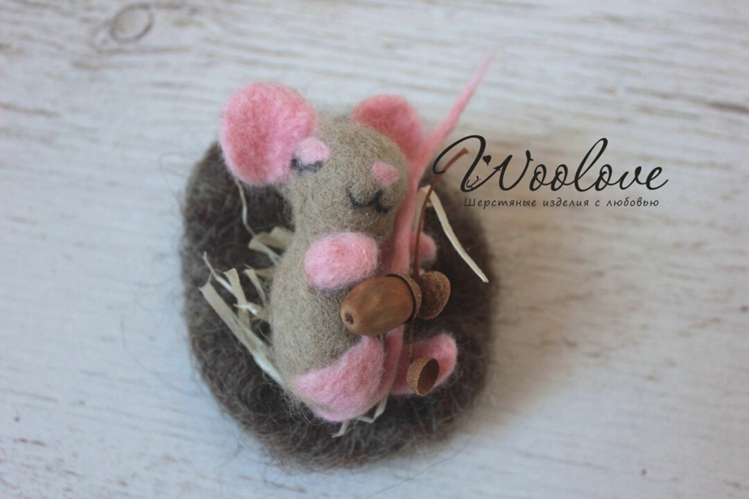 Needle Felted Sleeping Mouse/cute Sleeping Mouse/mini Felted Mouse/wool ...