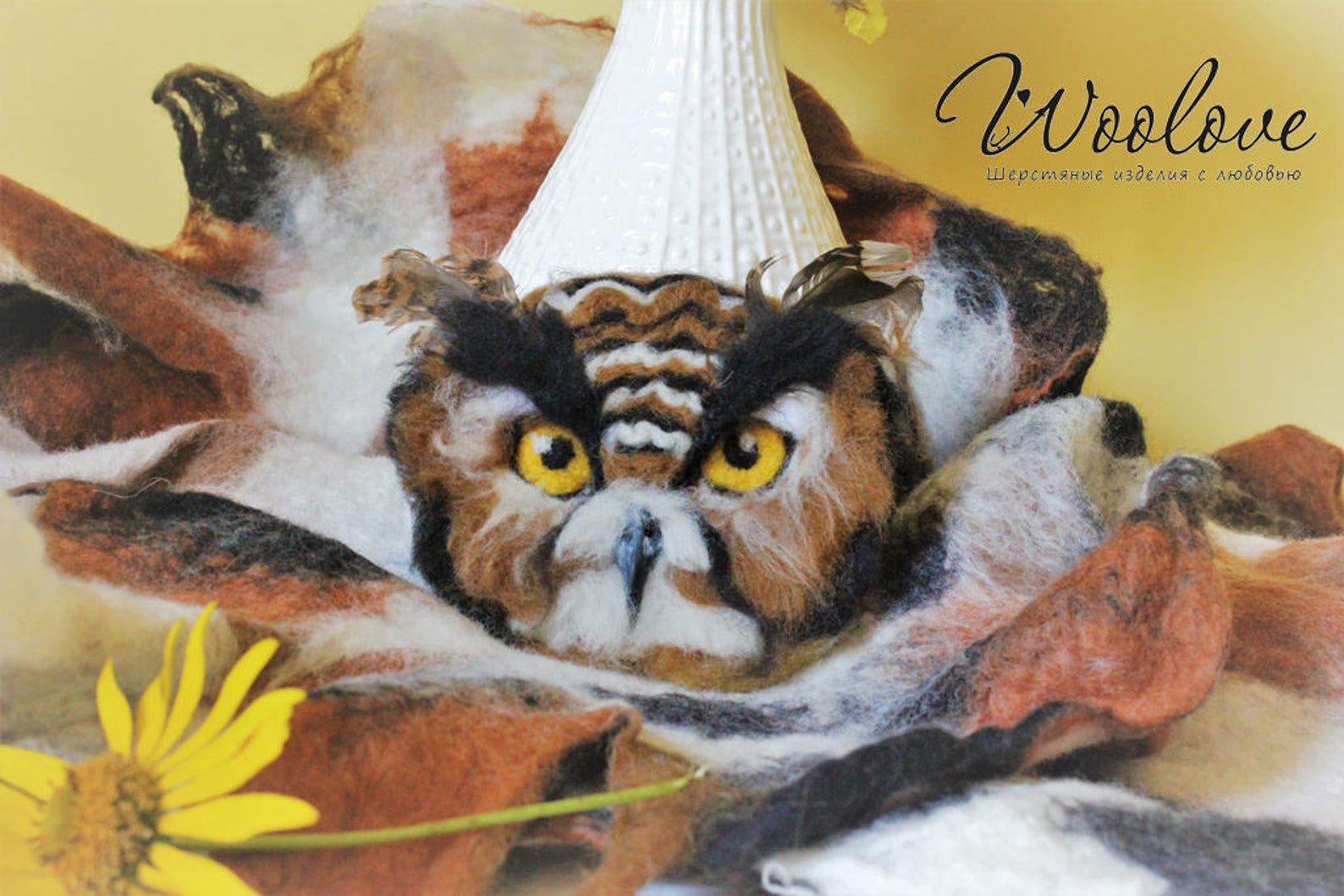 2in1 Felted Scarf With Felted Owl Brooch - Etsy