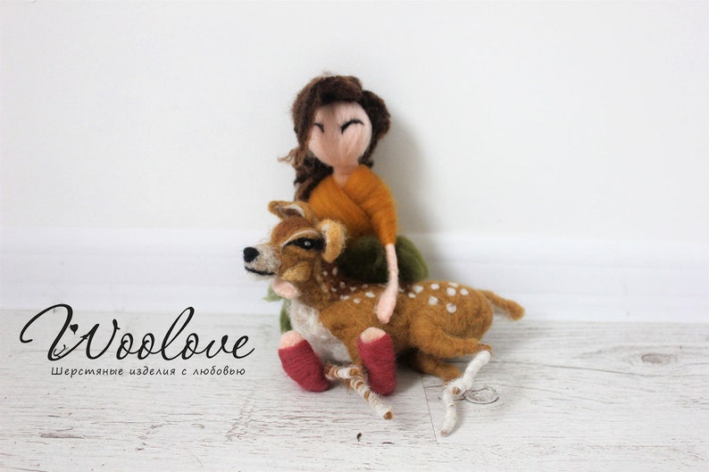 Fairy With a Fawn/needle Felted Fawn/felted Doll/waldorf | Etsy