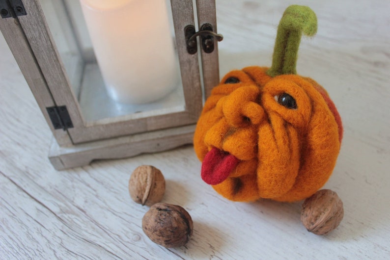 Felted Pumpkin Face Decor/halloween Pumpkin Face/pumpkin - Etsy