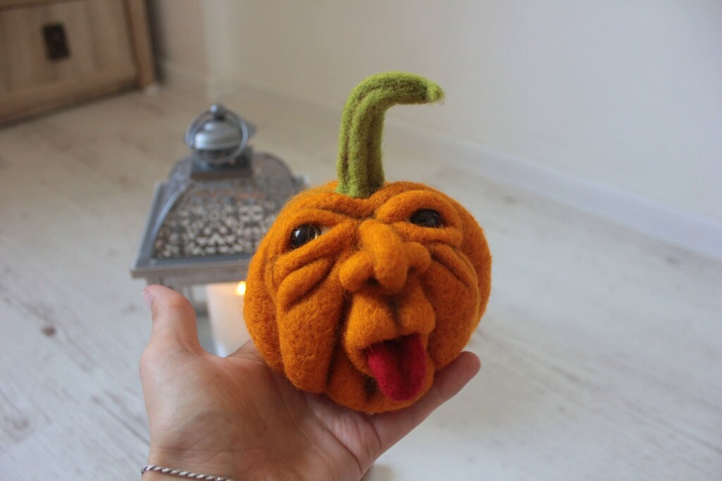 Felted Pumpkin Face Decor/halloween Pumpkin Face/pumpkin - Etsy