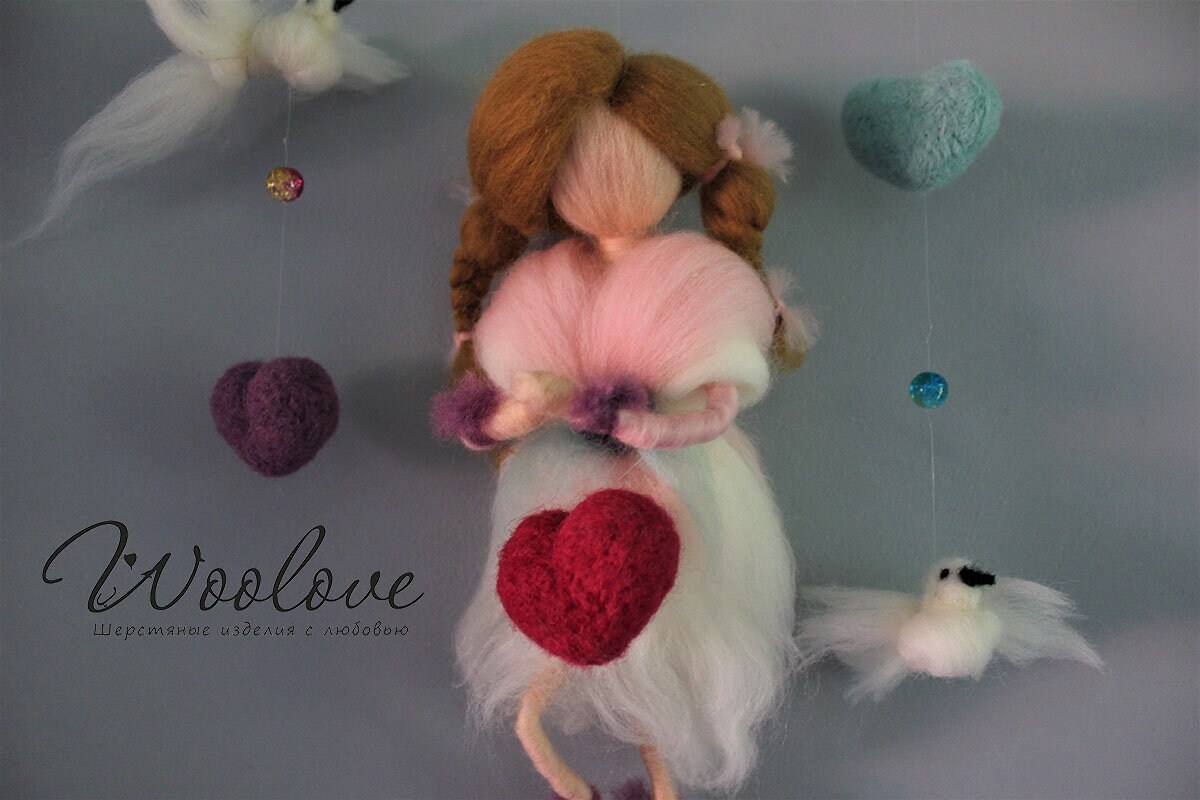 Felted fairy/wool fairy/fairy with birds/fairy of | Etsy