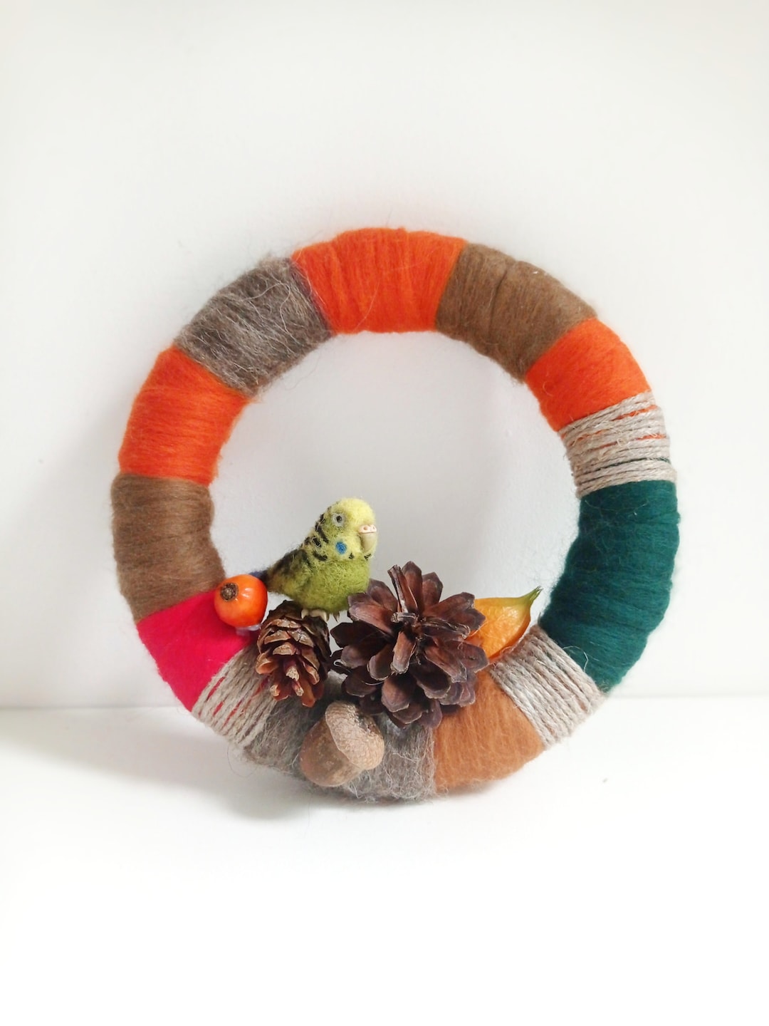 Needle Felted Budgie Fall Wreath, Autumn Home Decor - Etsy