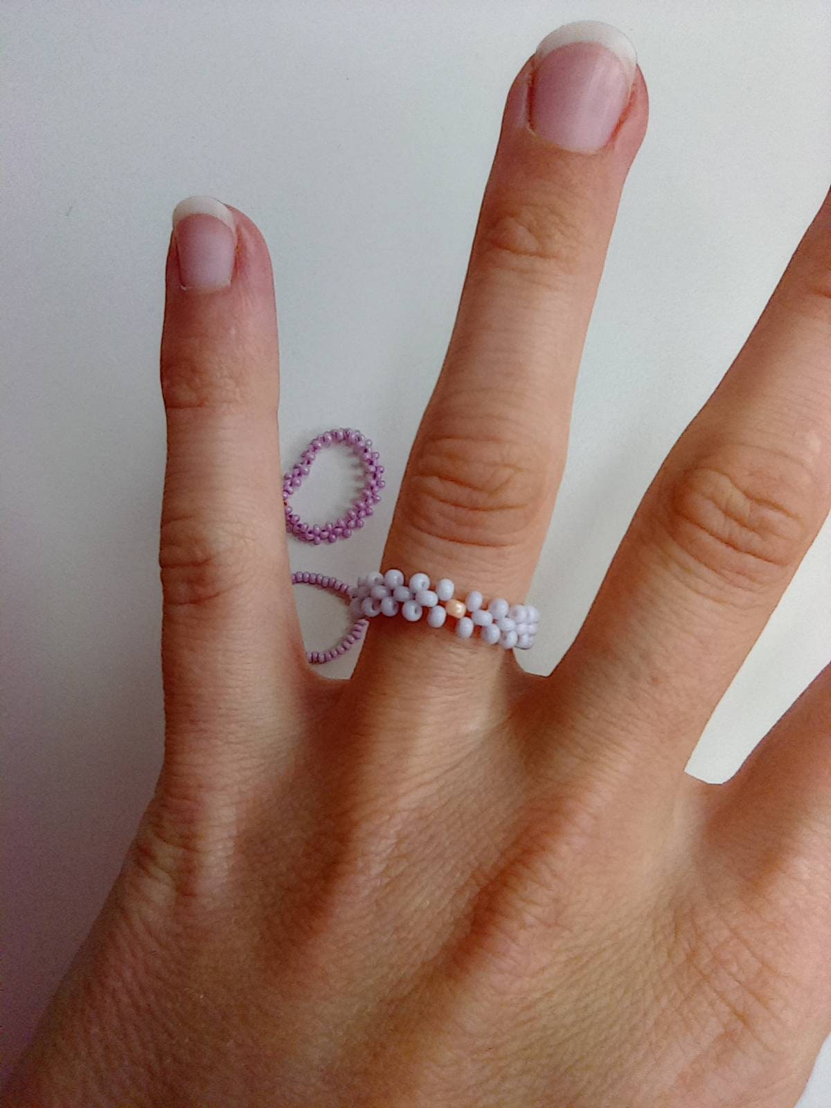 Set of Four Beaded Rings/lavender Rings/daisy Beaded Ring/four in One ...