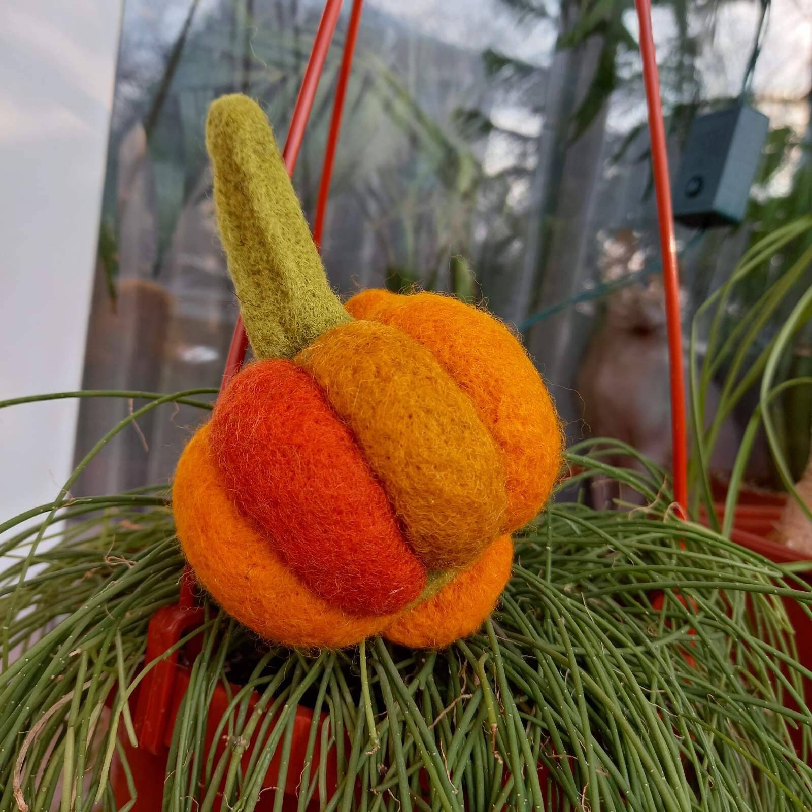 Needle felted pumpkin faceHalloween decorpumpkin with teeth | Etsy