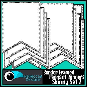 Skinny Edge Border Framed Pennant Banners Clip Art Set 2, Pennant ...