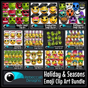 Holiday and Seasons Emoji Emotions Bundle Bonus Finger Counting Hands ...