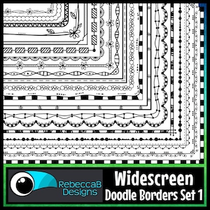 Widescreen 16:9 Doodle Borders Clip Art Set 1 - Google Slides™ and ...