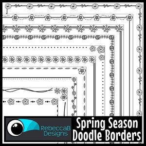 Spring Season Doodle Borders Clip Art, Spring Border Frames, Spring ...