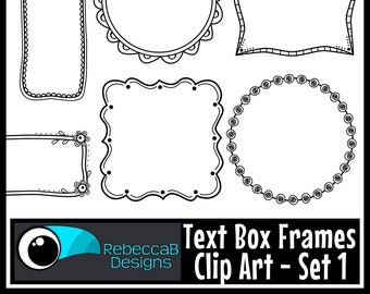 Text Box Border Frames Clip Art Set 3, Doodle Frames Clip Art, Text Box ...