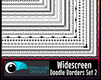 Widescreen 16:9 Doodle Borders Clip Art Set 1 Google Slides™ | Etsy