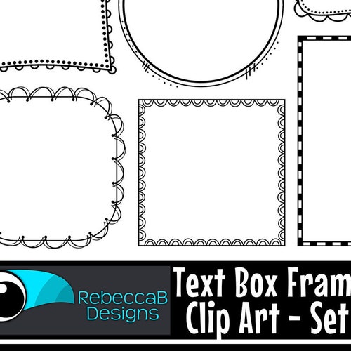 Text Box Border Frames Clip Art Set 3 Doodle Frames Clip Art - Etsy