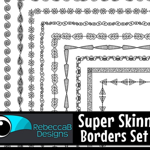 Skinny Edge Borders Clip Art Set 2 Skinny Borders Black Line | Etsy