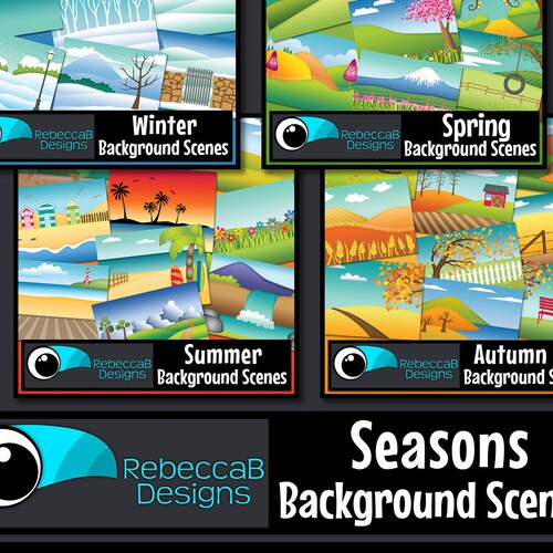 Seasons Background Scenes Clip Art Bundle Landscape Scenes - Etsy Australia