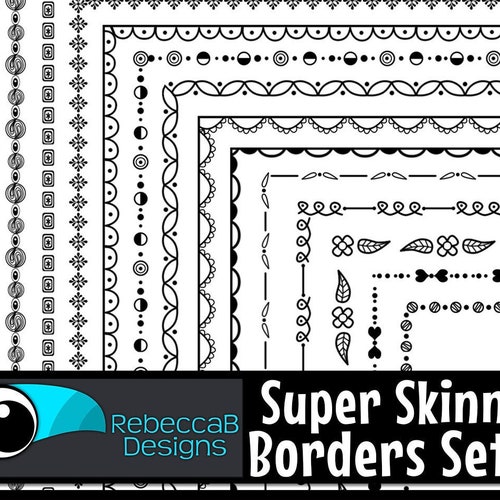 Skinny Edge Borders Clip Art Set 2 Skinny Borders Black Line | Etsy