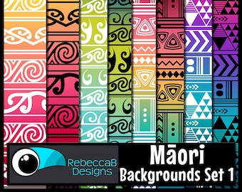 Maori Backgrounds Clip Art Set 2, Digital Paper Maori Patterns, Maori ...