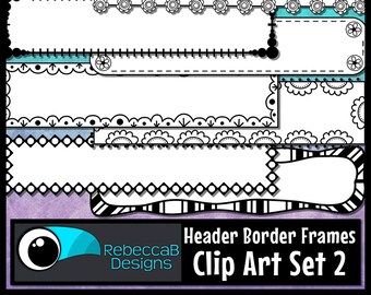 Page Header Border Frames Clip Art Set 1, Doodle Page Headers Clip Art ...