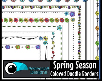 Spring Season Doodle Borders Clip Art, Spring Border Frames, Spring ...